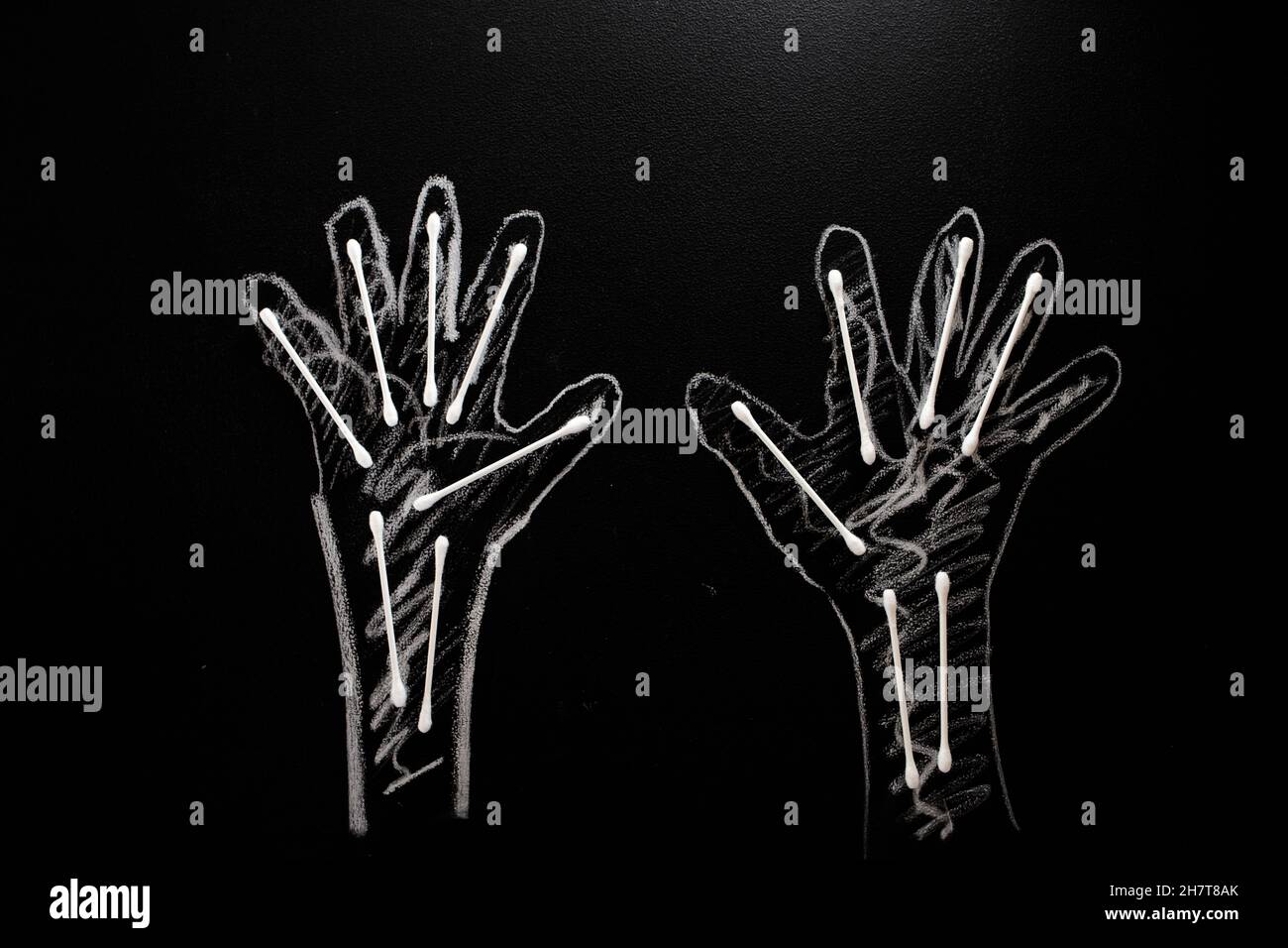 DIY Halloween crafts and decorations, cotton swab skeleton hands ...