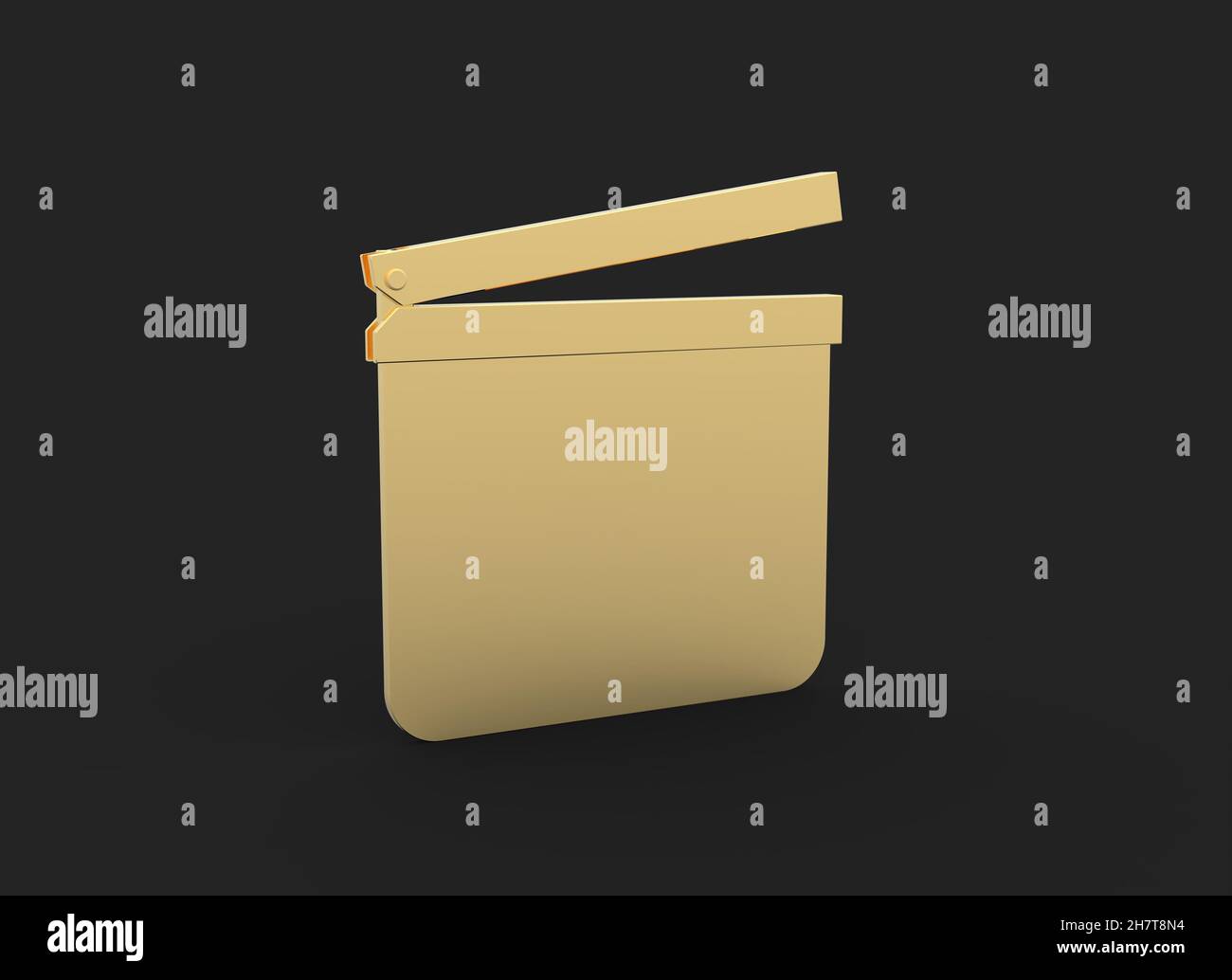 3d rendering of golden clapperboard isolated on the bl background Stock ...