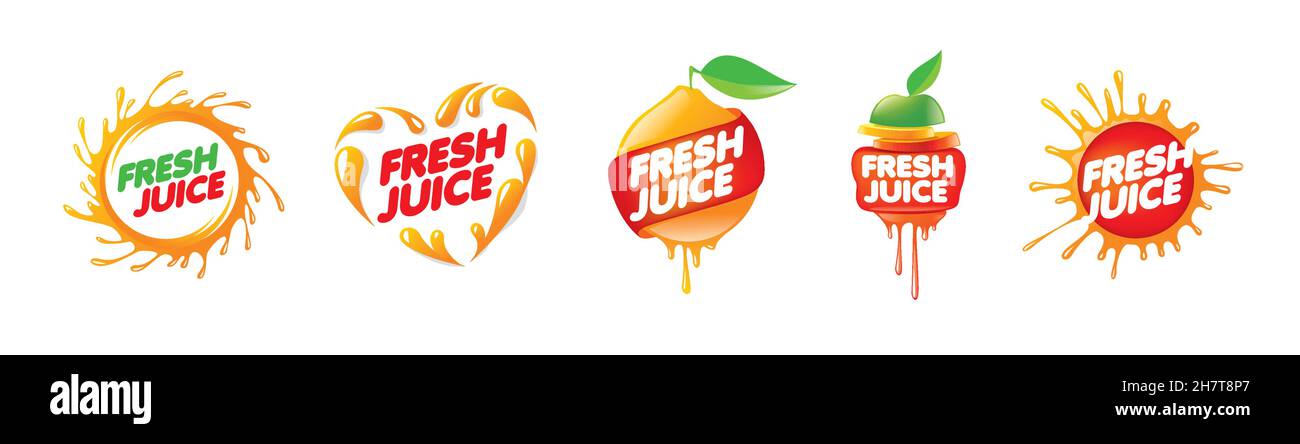 A set of vector logos with juice splashes Stock Vector Image & Art - Alamy