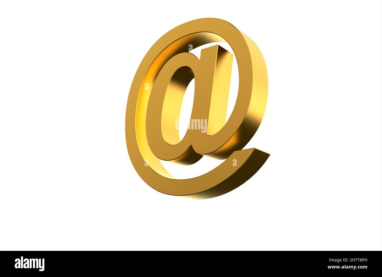 Close-up shot of 3d rendering of golden At sign Stock Photo - Alamy