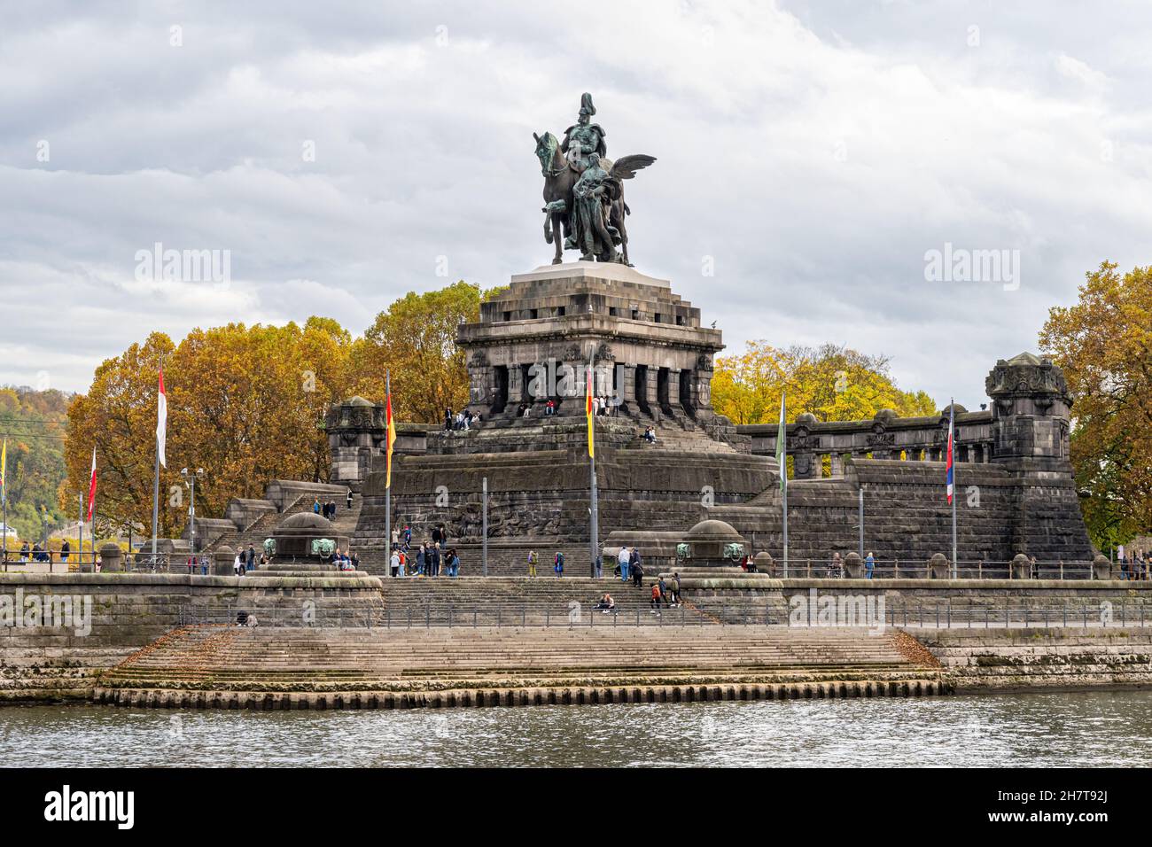 Koblenz were rivers Rhein and Mosel meet. In the foreground the German ...