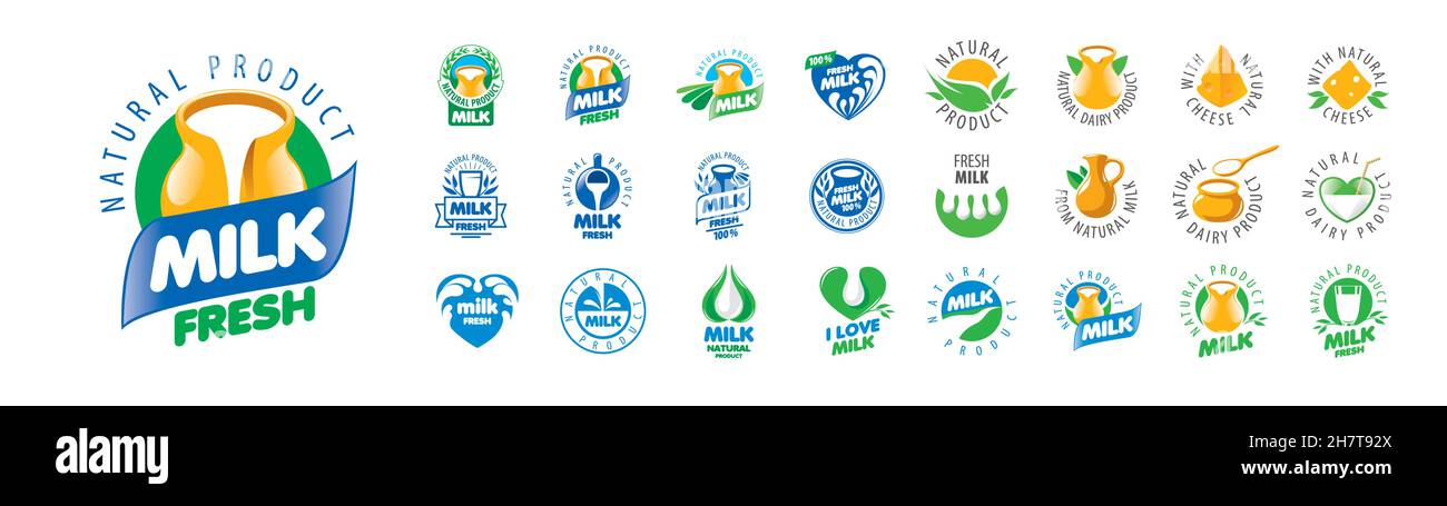A set of vector Milk logos on a white background Stock Vector Image ...