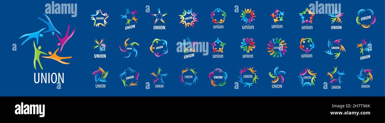 A set of vector logos of the Union on a blue background Stock Vector ...