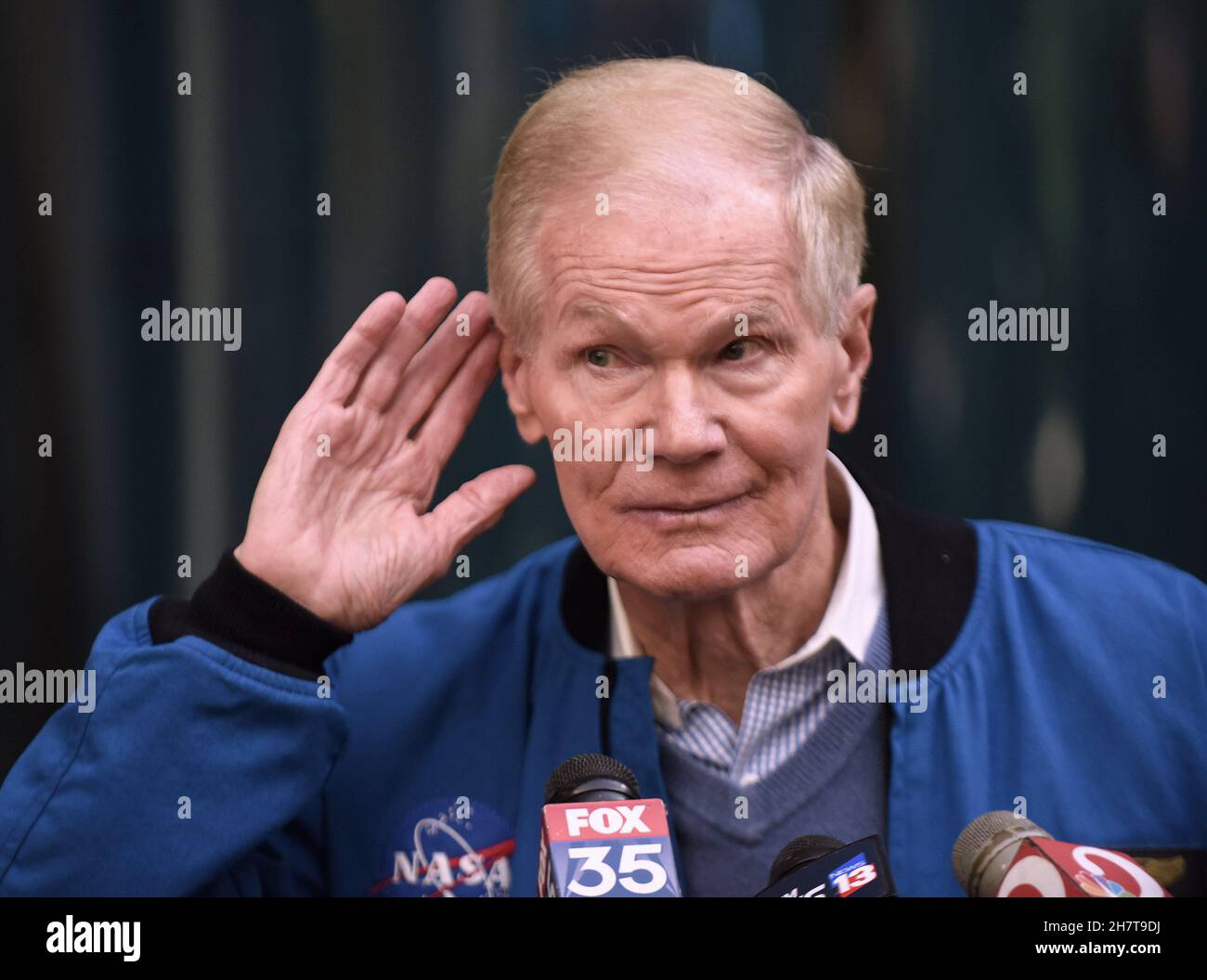 NASA Administrator Bill Nelson delivers an announcement during a press ...