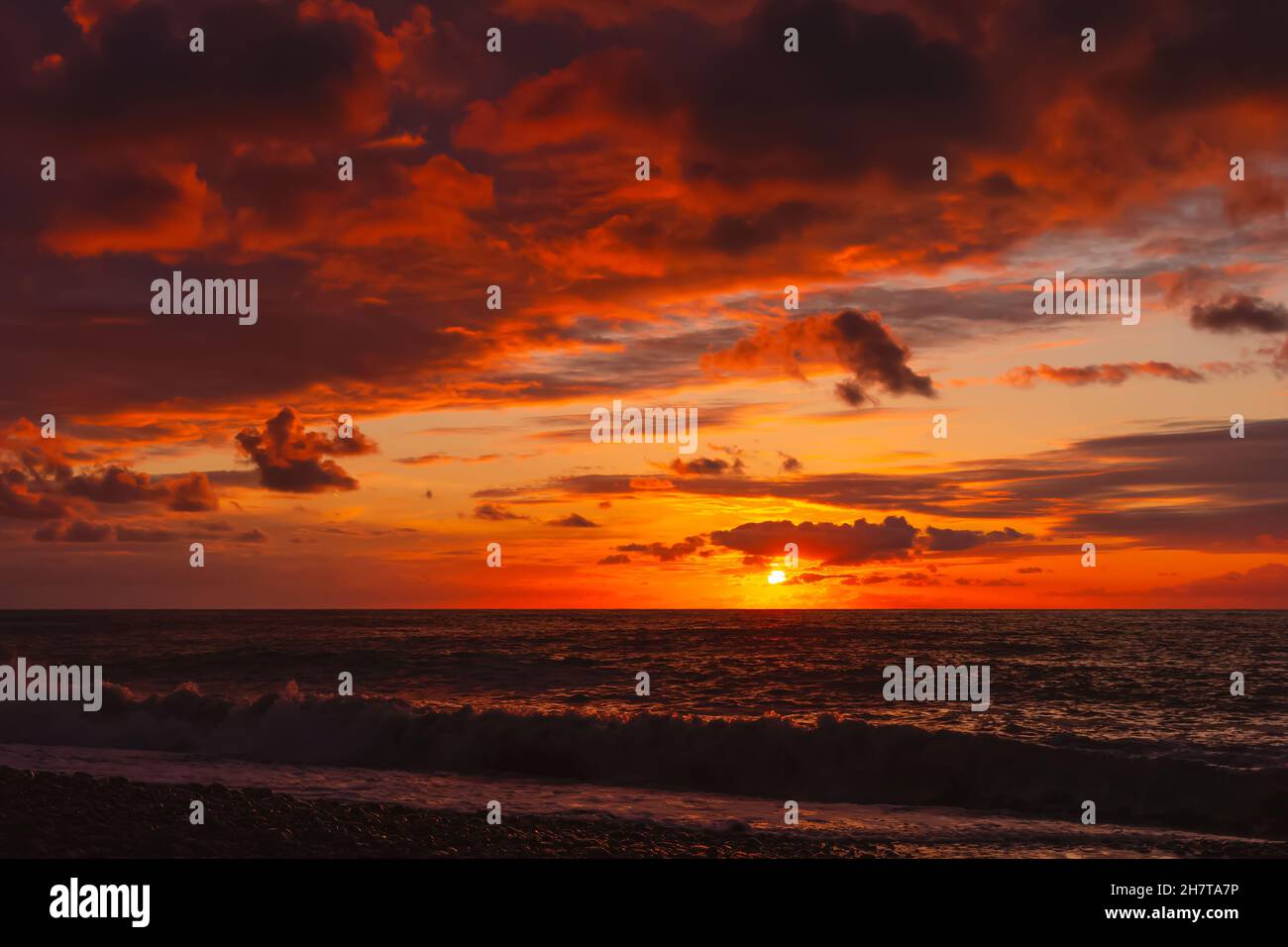 Sunset at sea after bad weather Stock Photo - Alamy