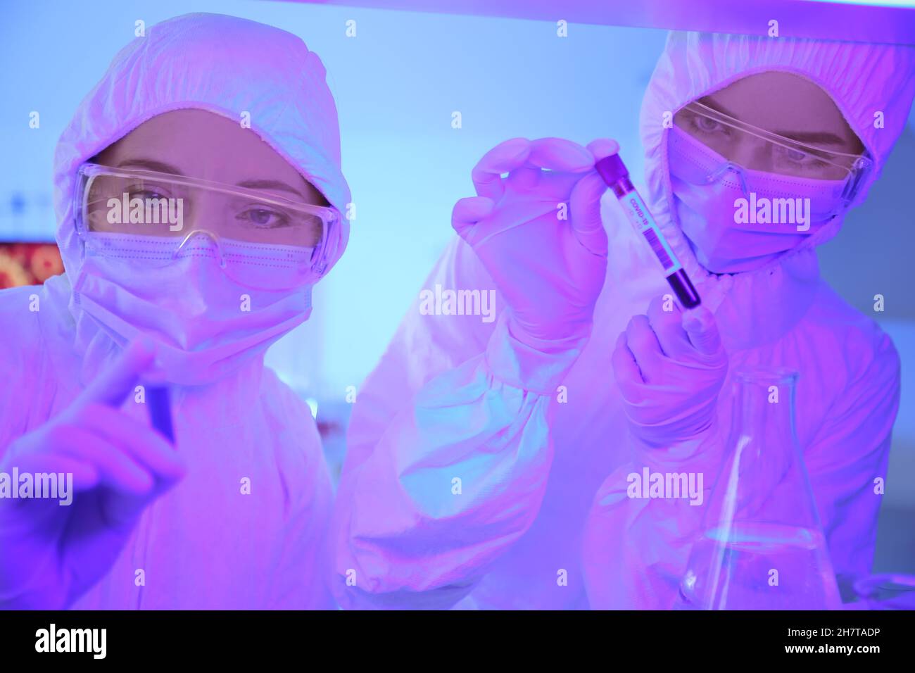 Scientists working with samples in laboratory Stock Photo - Alamy