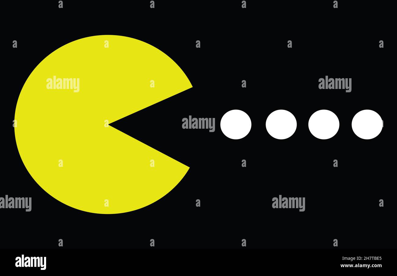 Pac-Man game theme vector illustration, retro computer game Stock Photo ...