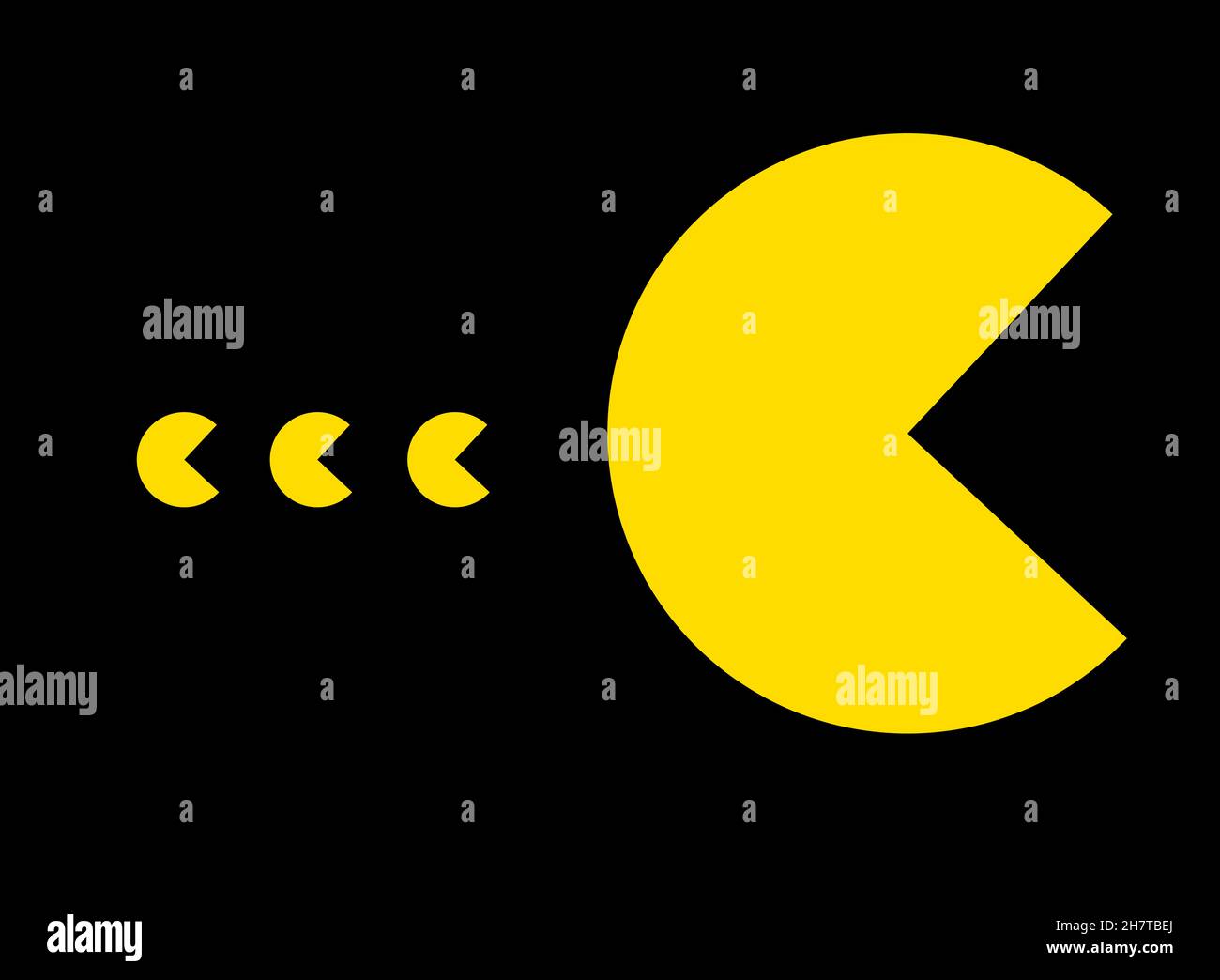 Yellow Pac-Man shapes isolated over black background - parent Pac-Man ...