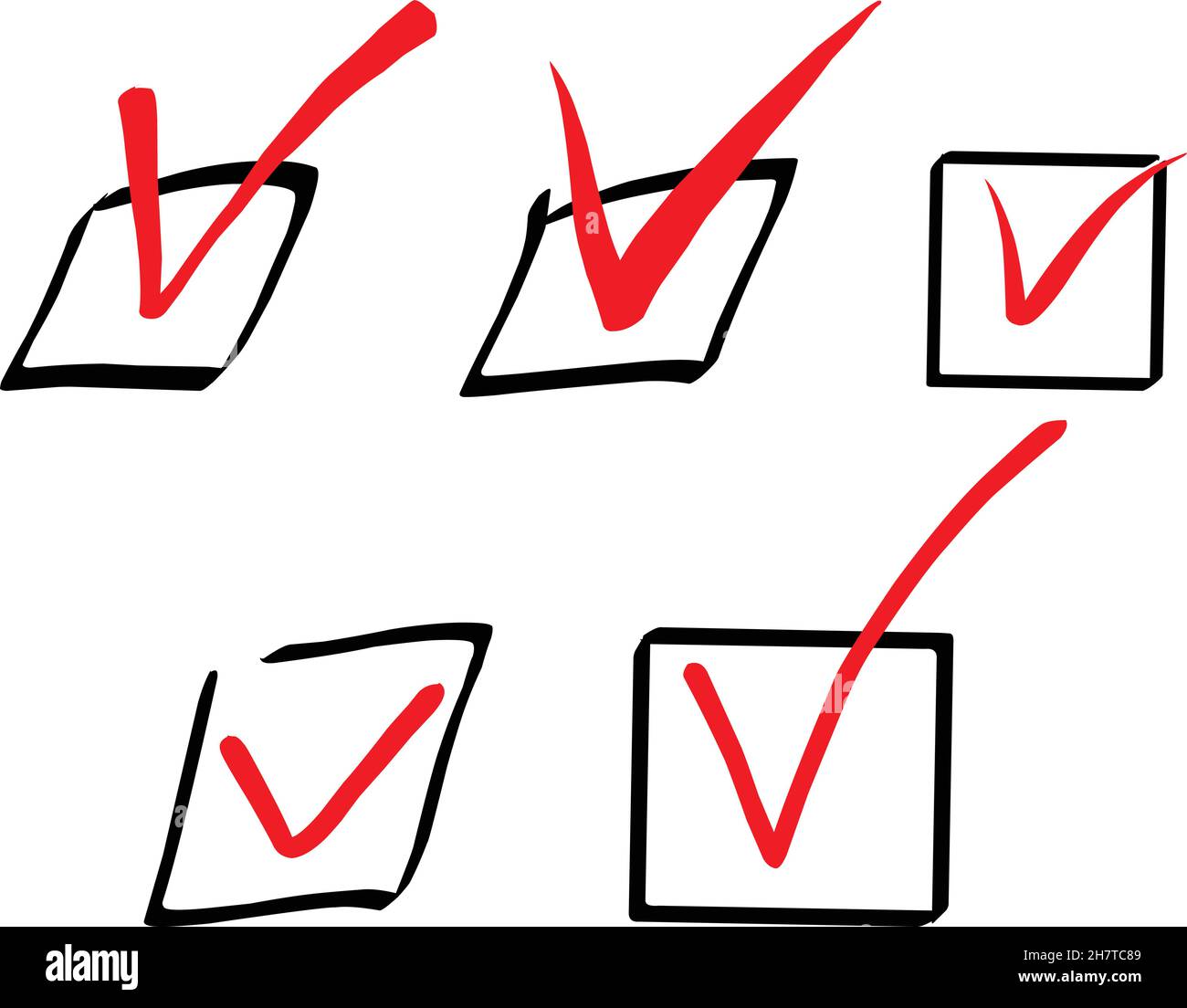 Check mark vector signs, black and red tick signs illustration set ...