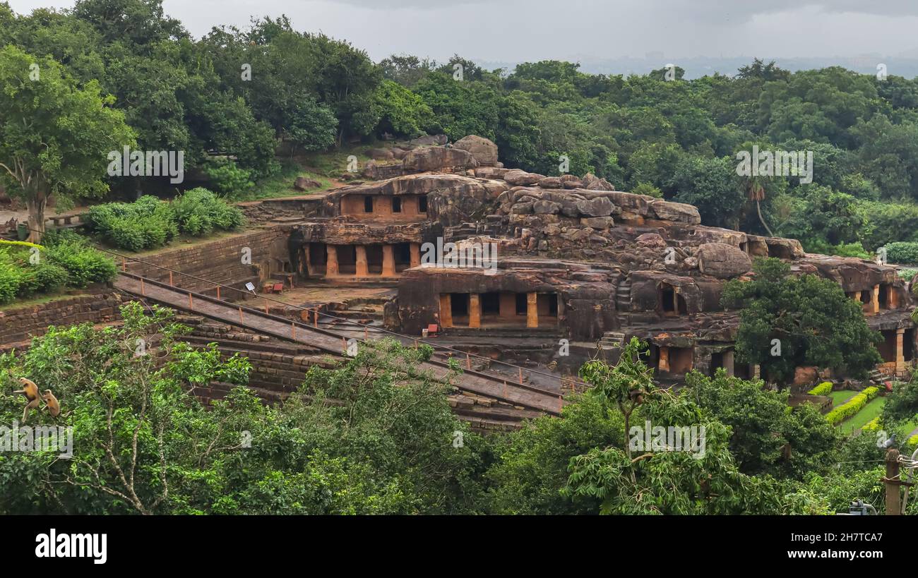Long View of Udaygiri Caves from Khandagiri Caves, Bhubaneswar, Odisha ...