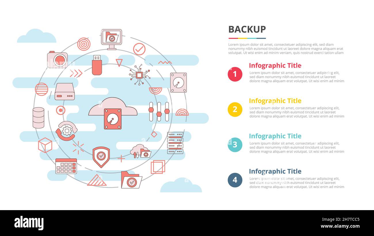 backup concept for infographic template banner with four point list ...
