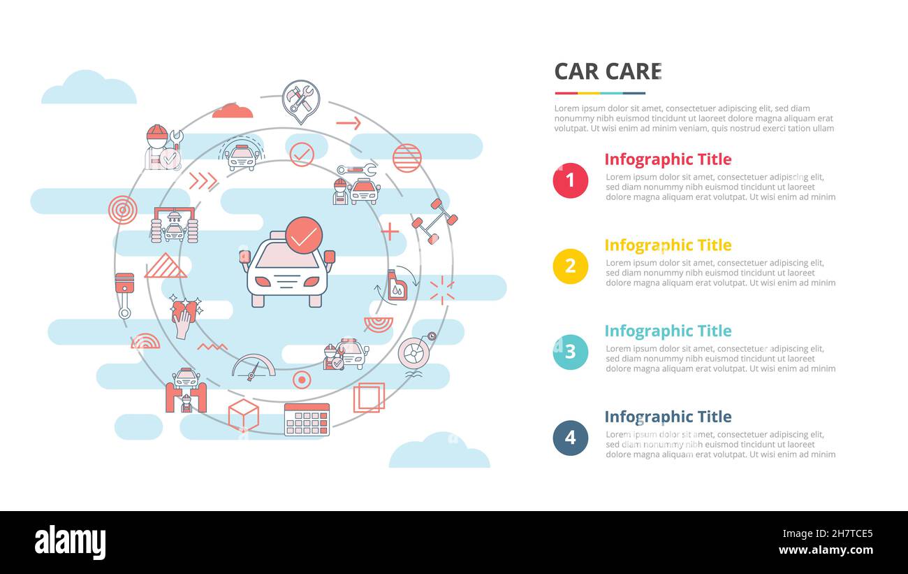 car care concept for infographic template banner with four point list ...