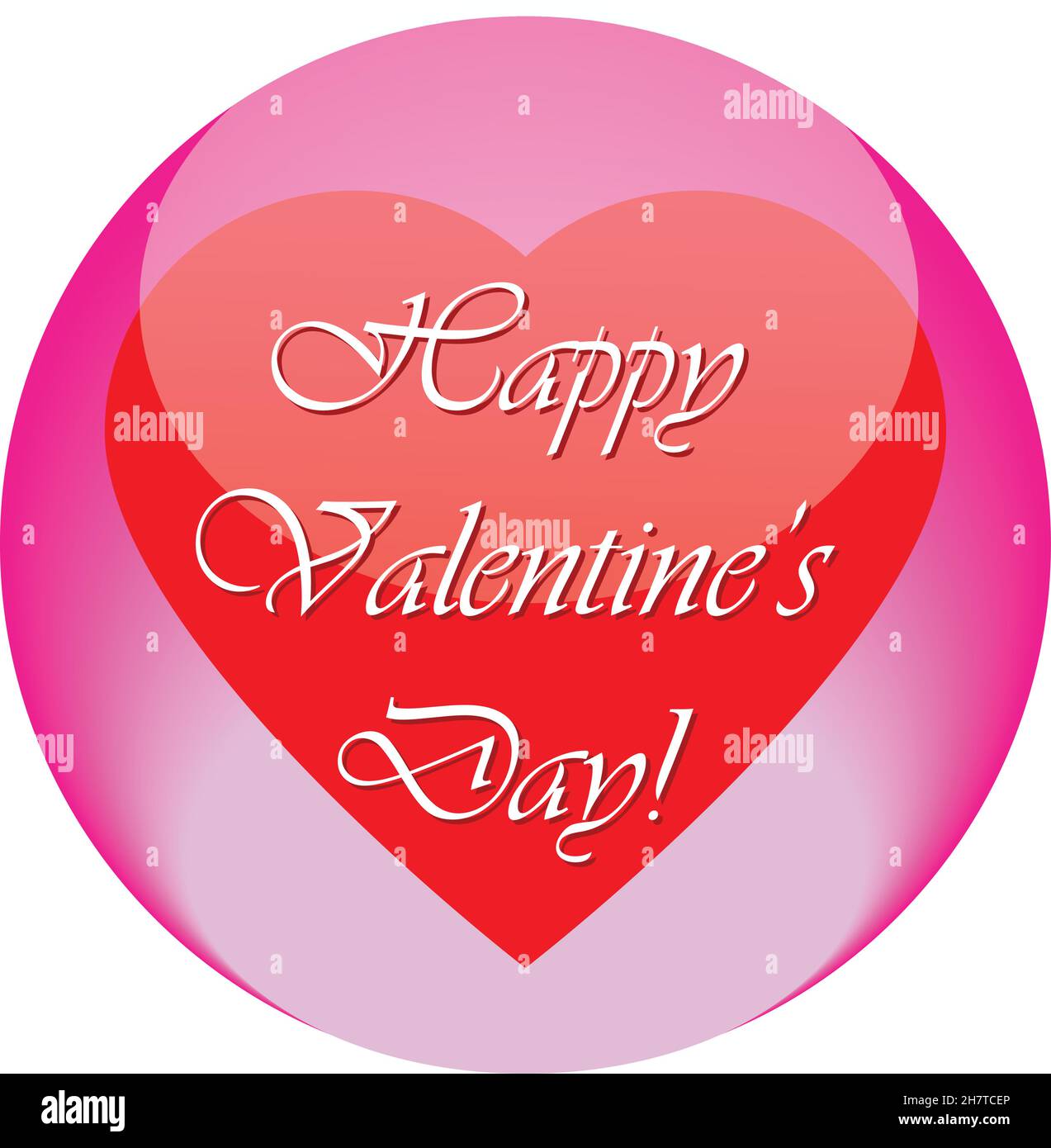 Happy Valentines Day glassy ball with heart inside, vector illustration ...