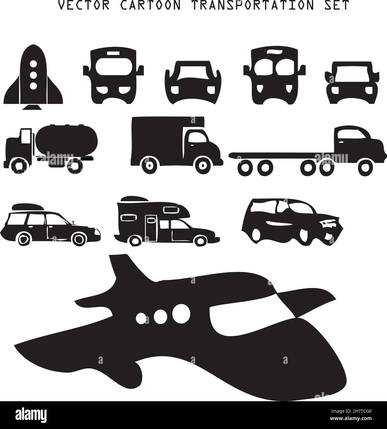 Cartoon transportation illustration set in a vector resizable format ...