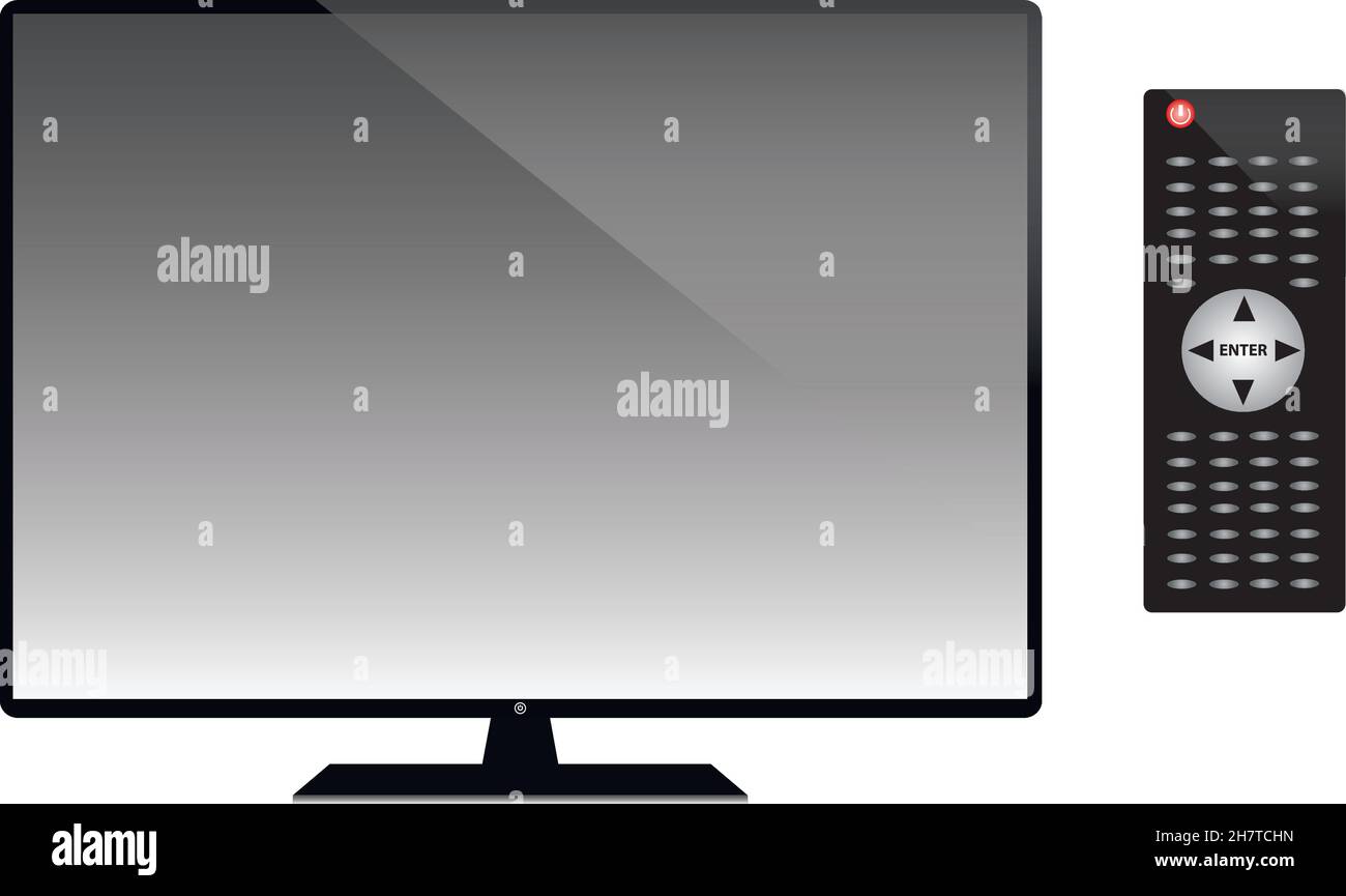 Modern LCD TV with a remote control vector illustration isolated over ...