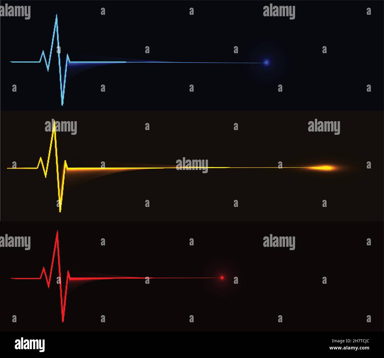 Competition concept, pulse lines racing with the winner line ahead ...