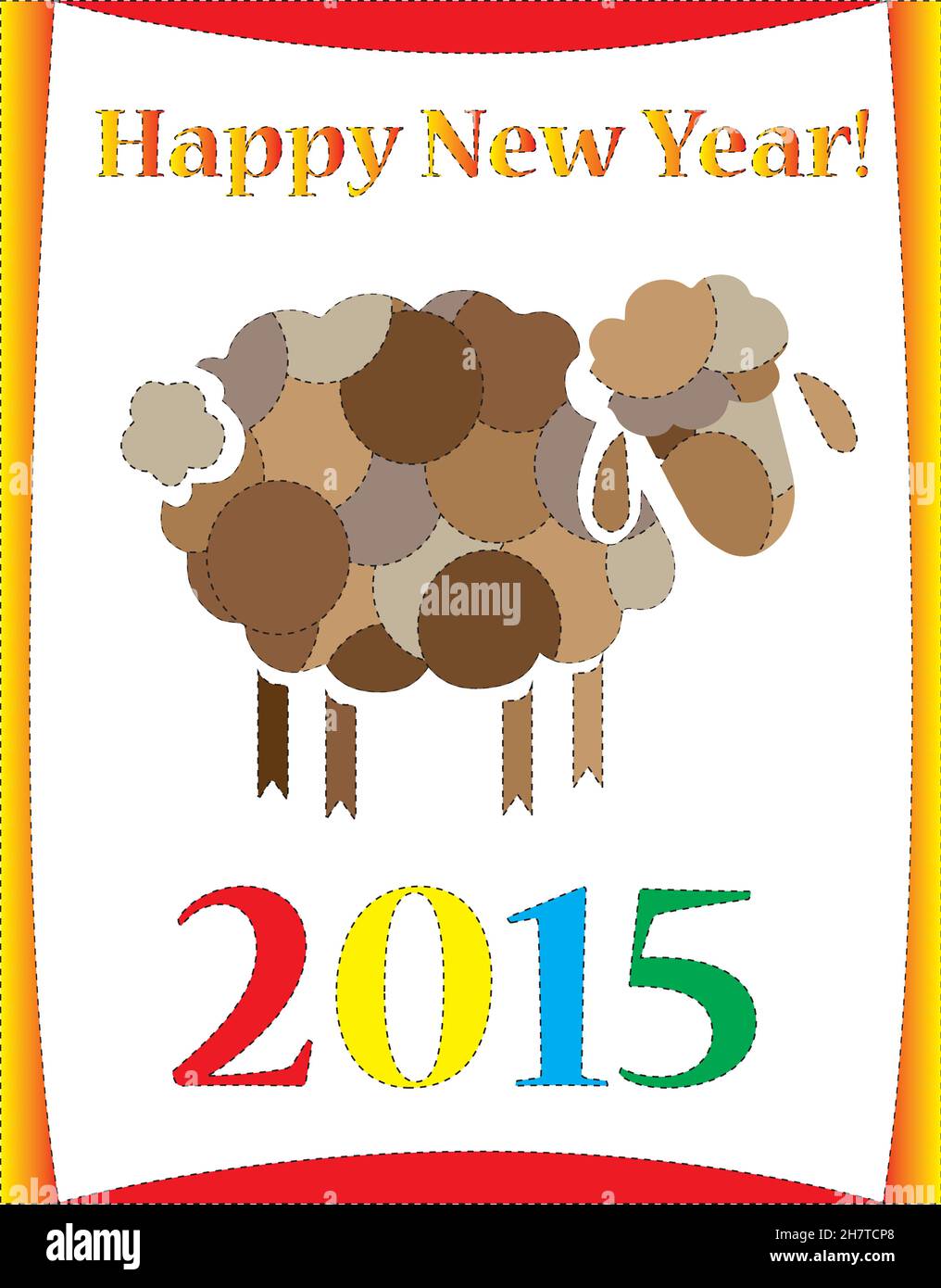 Patched sheep symbolizing new year of 2015, holiday vector illustration ...