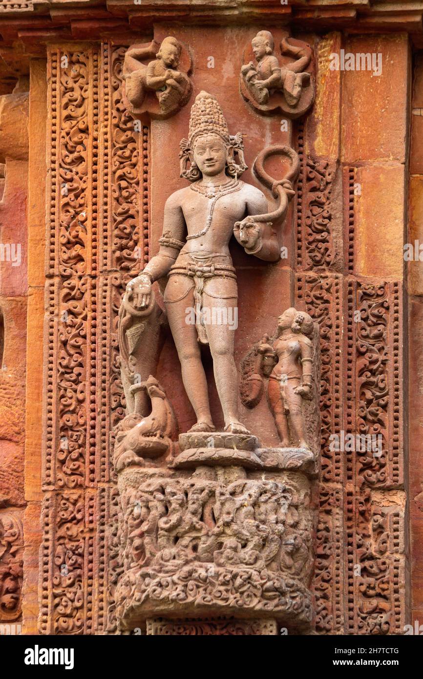 Lord Varuna carved stone sculpture on Rajarani Temple wall. 11th ...