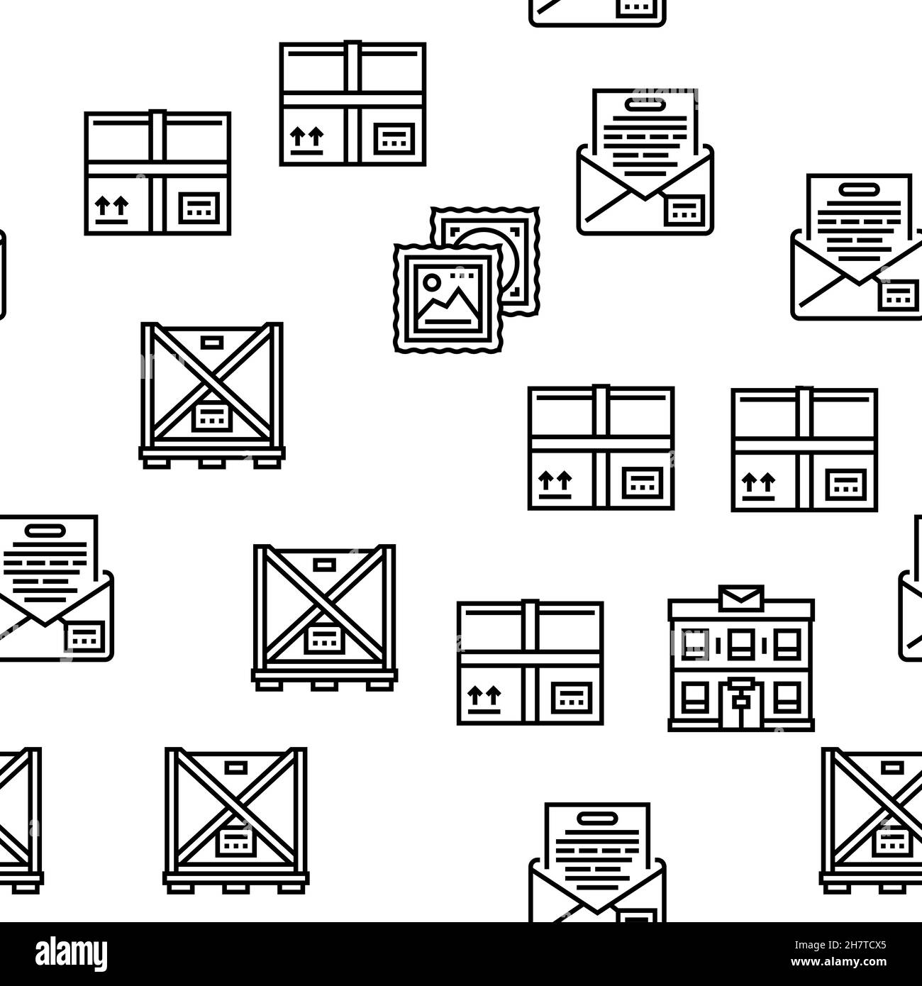 Post Office Delivery Service Vector Seamless Pattern Stock Vector Image ...