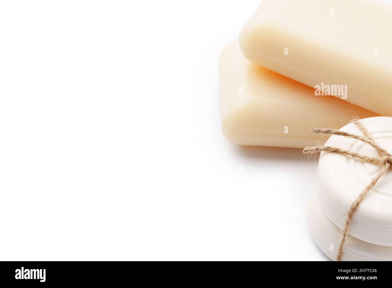Natural organic soap bars on white background Stock Photo - Alamy