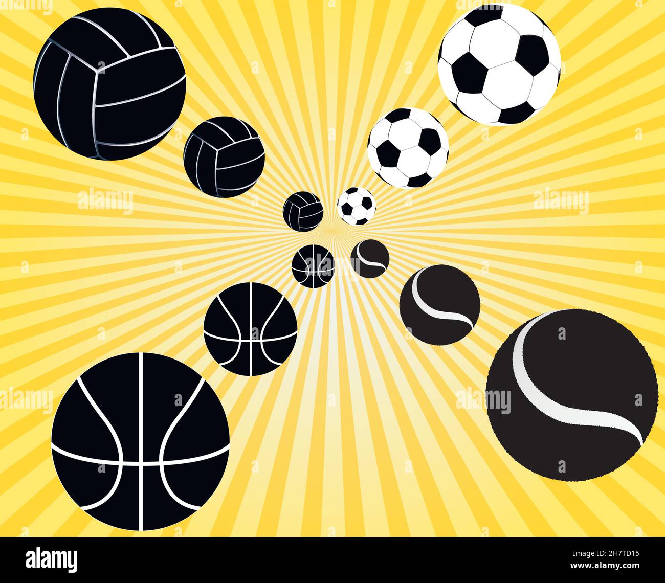 Sport balls silhouettes perspective vector illustration Stock Vector ...