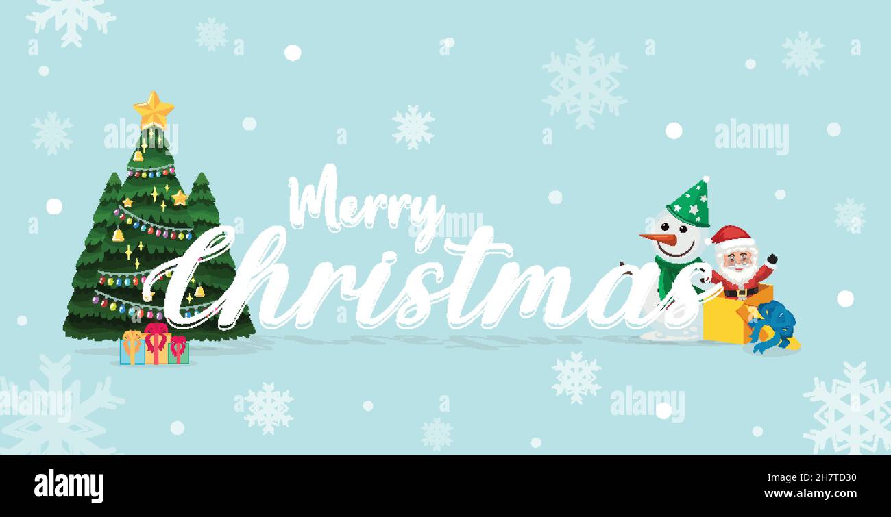 Merry Christmas text banner with Santa Claus illustration Stock Vector ...