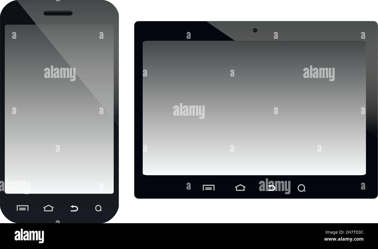 A smartphone and a tablet mobile devices vector illustration isolated ...