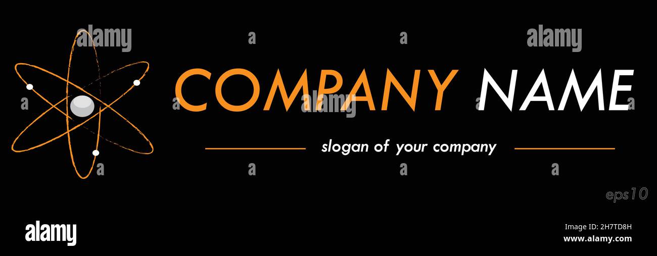 Atom vector logo template, logotype isolated over black background ...