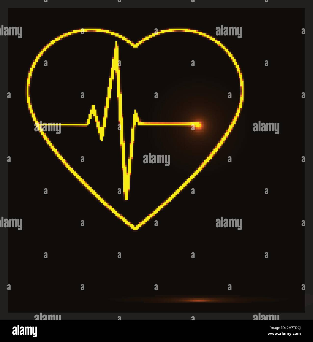 Glowing Yellow Heart Beat Cardiogram Sign Vector Pulse Icon Isolated