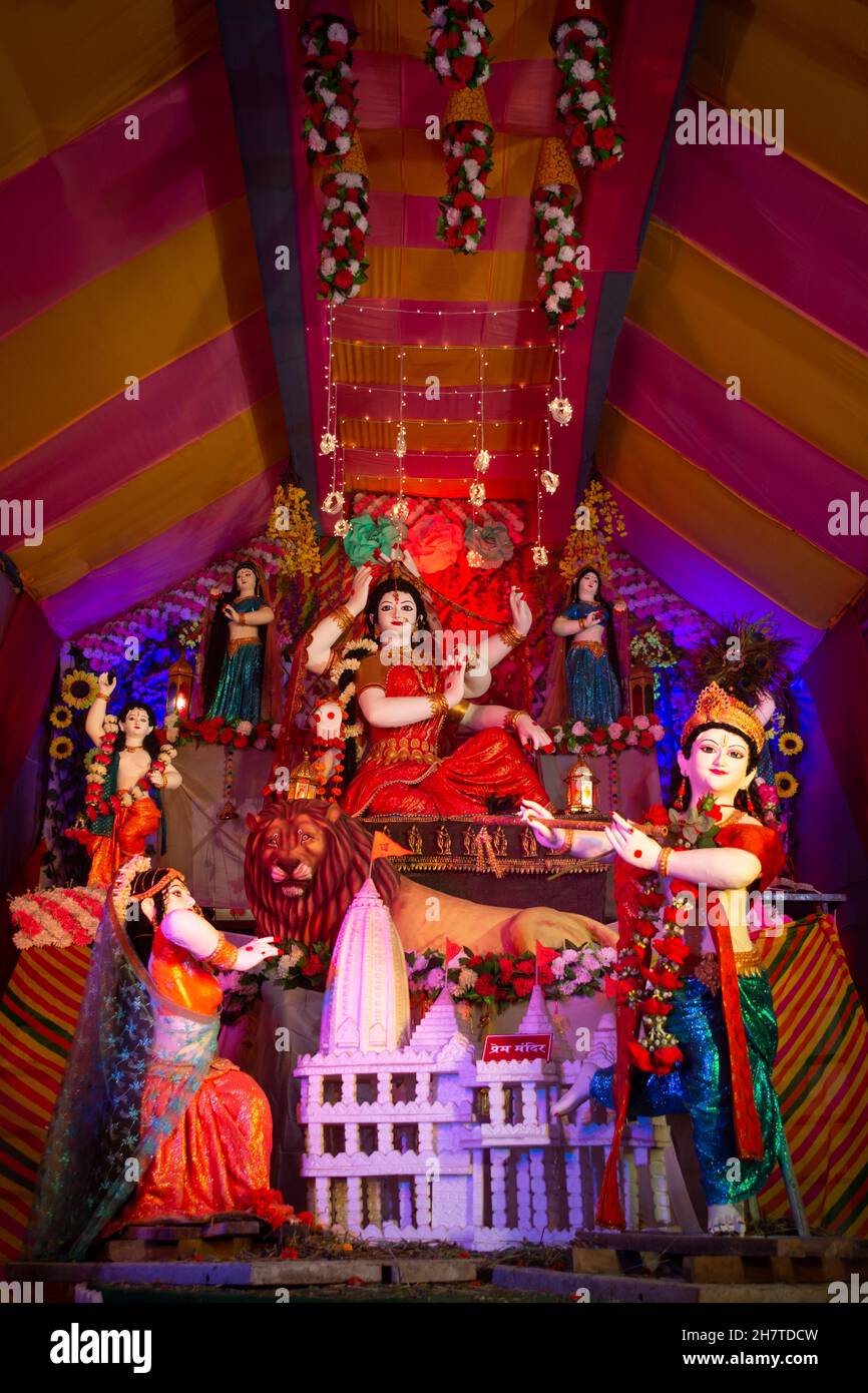 Goddess Durga Idol at Navratri festival celebration Stock Photo - Alamy