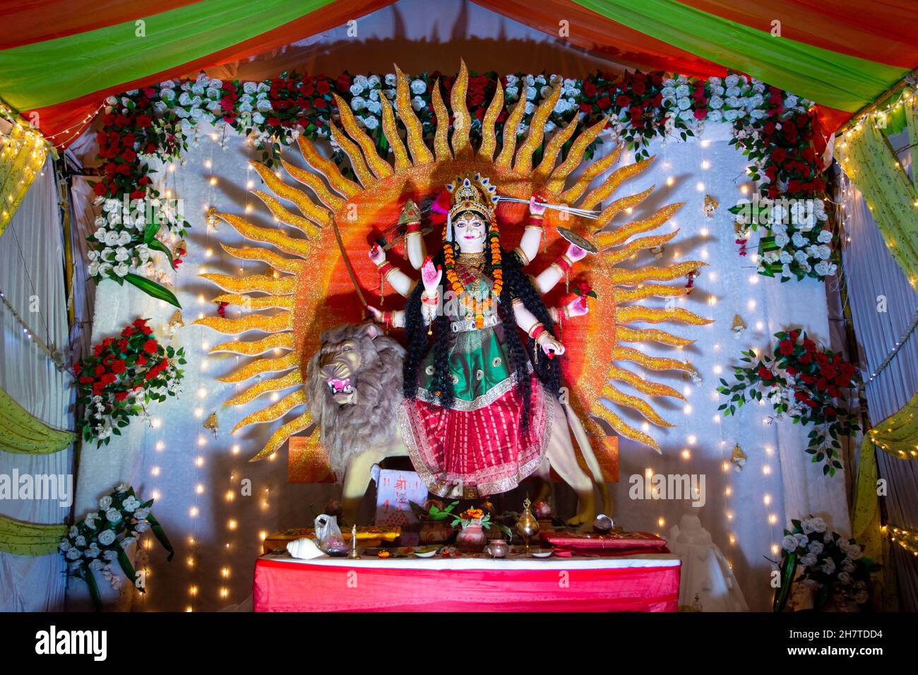 Goddess Durga Idol at Navratri festival celebration Stock Photo - Alamy