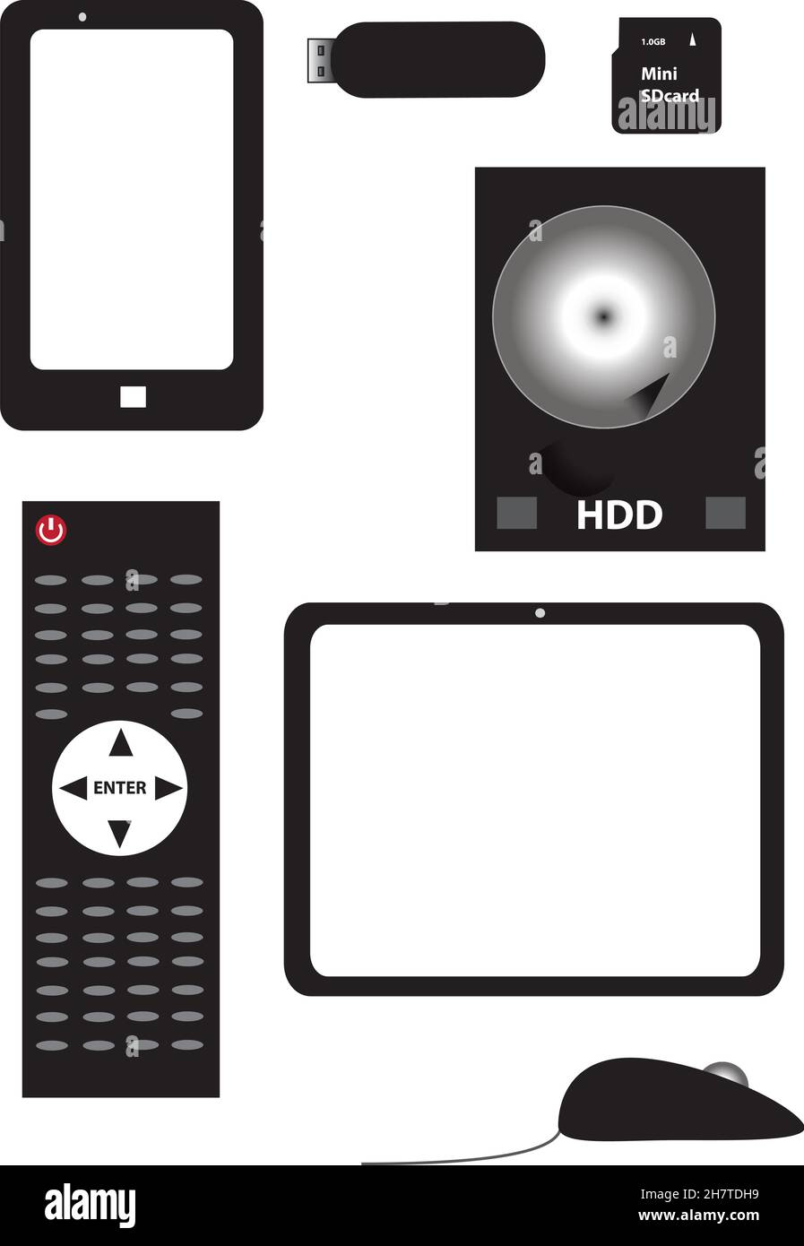 Electronic gadgets vector illustration set. Silhouettes of gadgets are ...