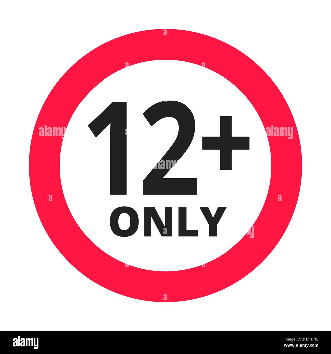 Over 12 years old plus forbidden round icon sign vector illustration ...