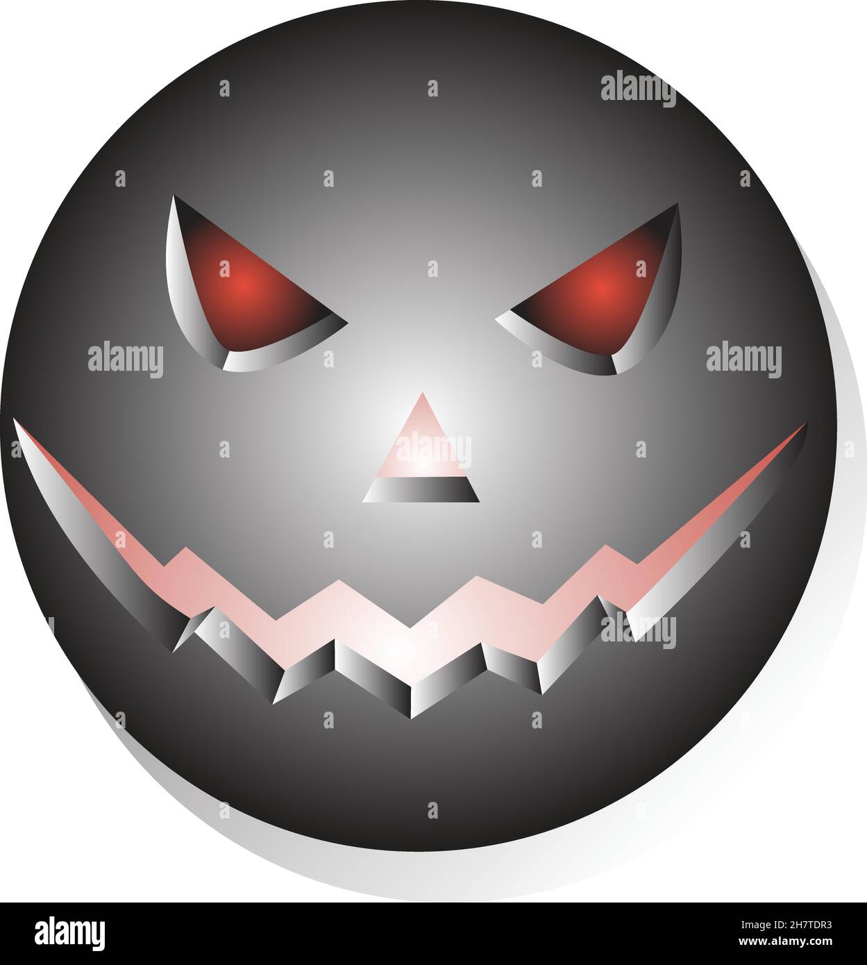 Metallic Halloween evil face. Icon isolated over white background ...