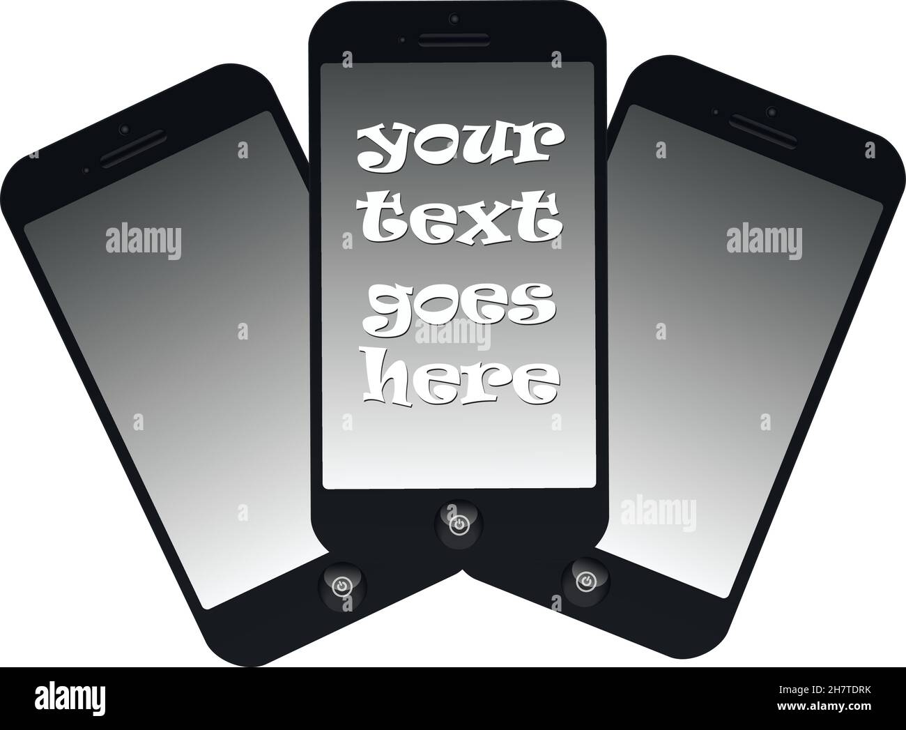 Three smartphone mobile devices isolated over white background vector ...