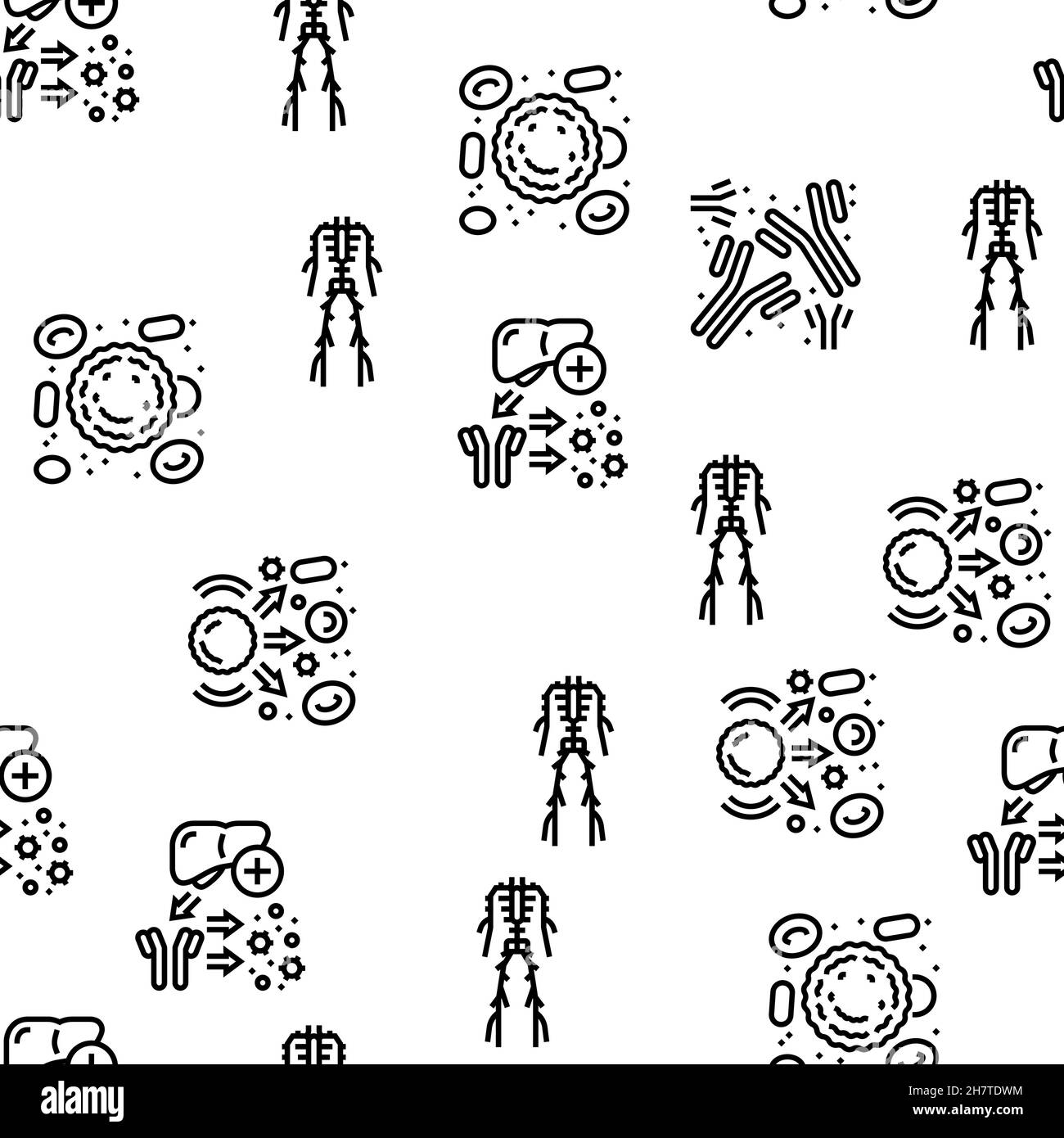 Immune System Disease And Treat Vector Seamless Pattern Stock Vector ...