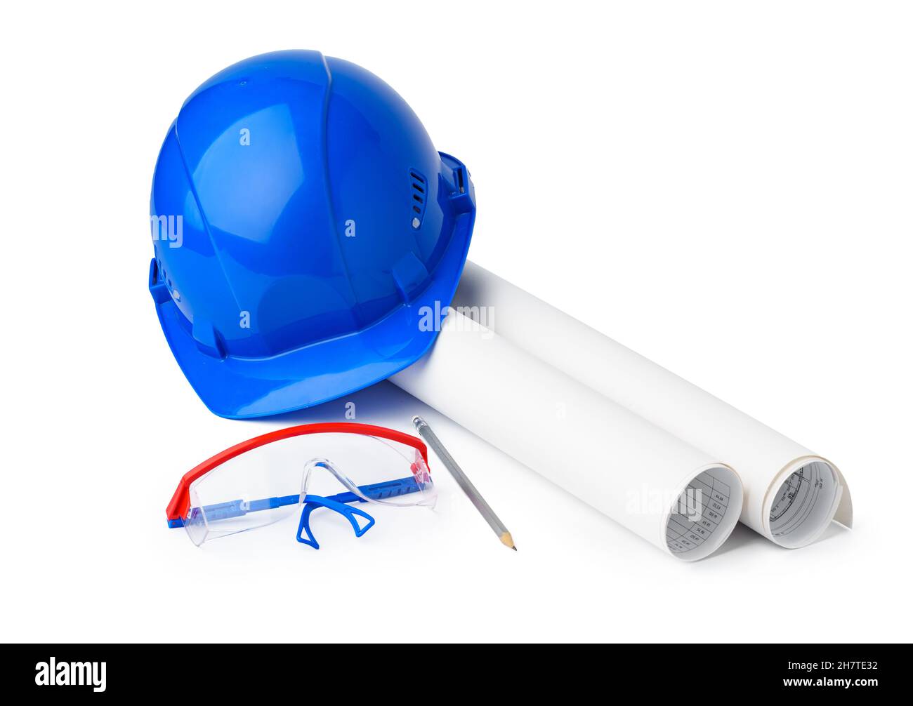 Engineer work tools isolated on white background Stock Photo - Alamy