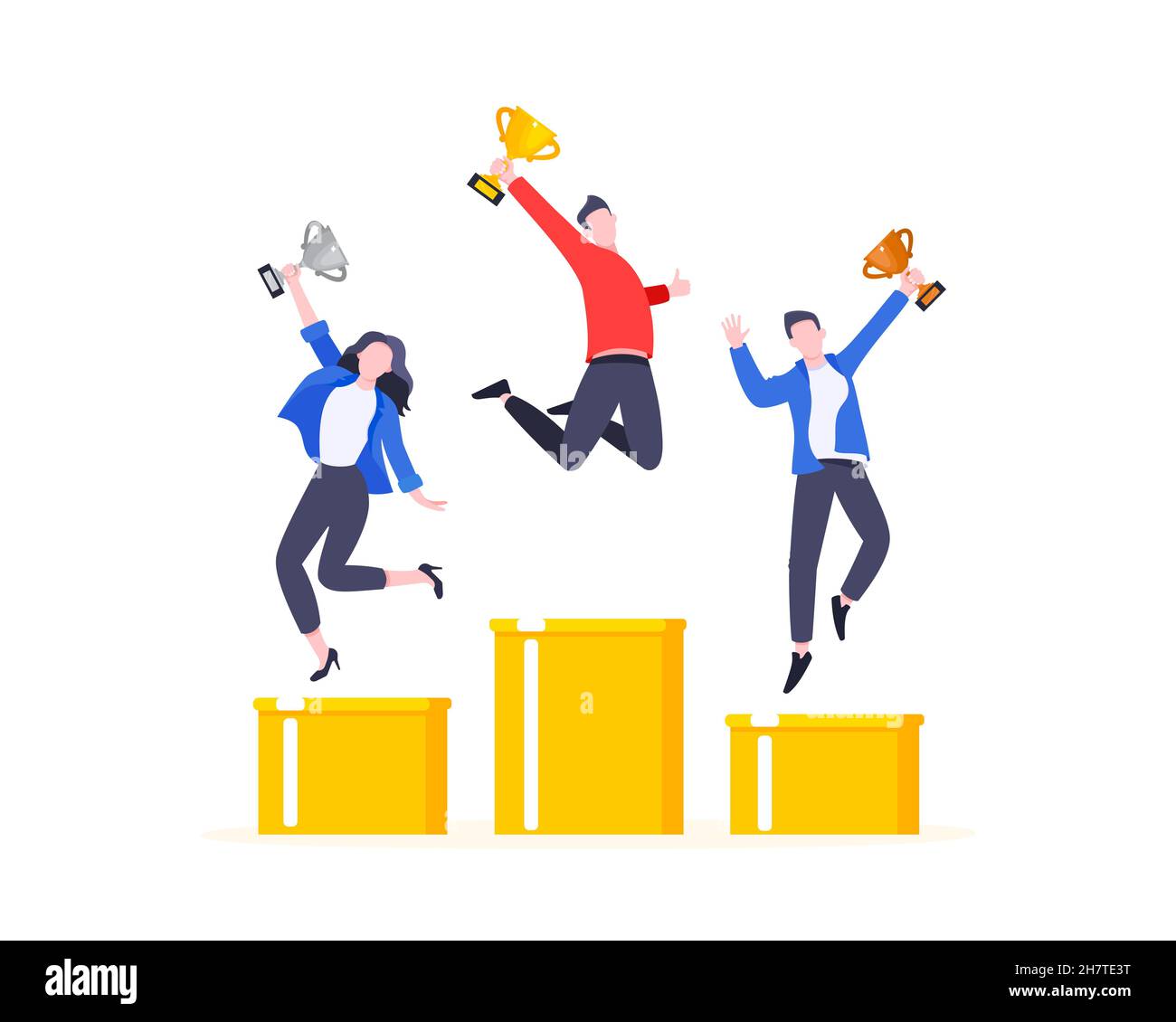 Employee recognition or proud worker of the month business concept flat ...