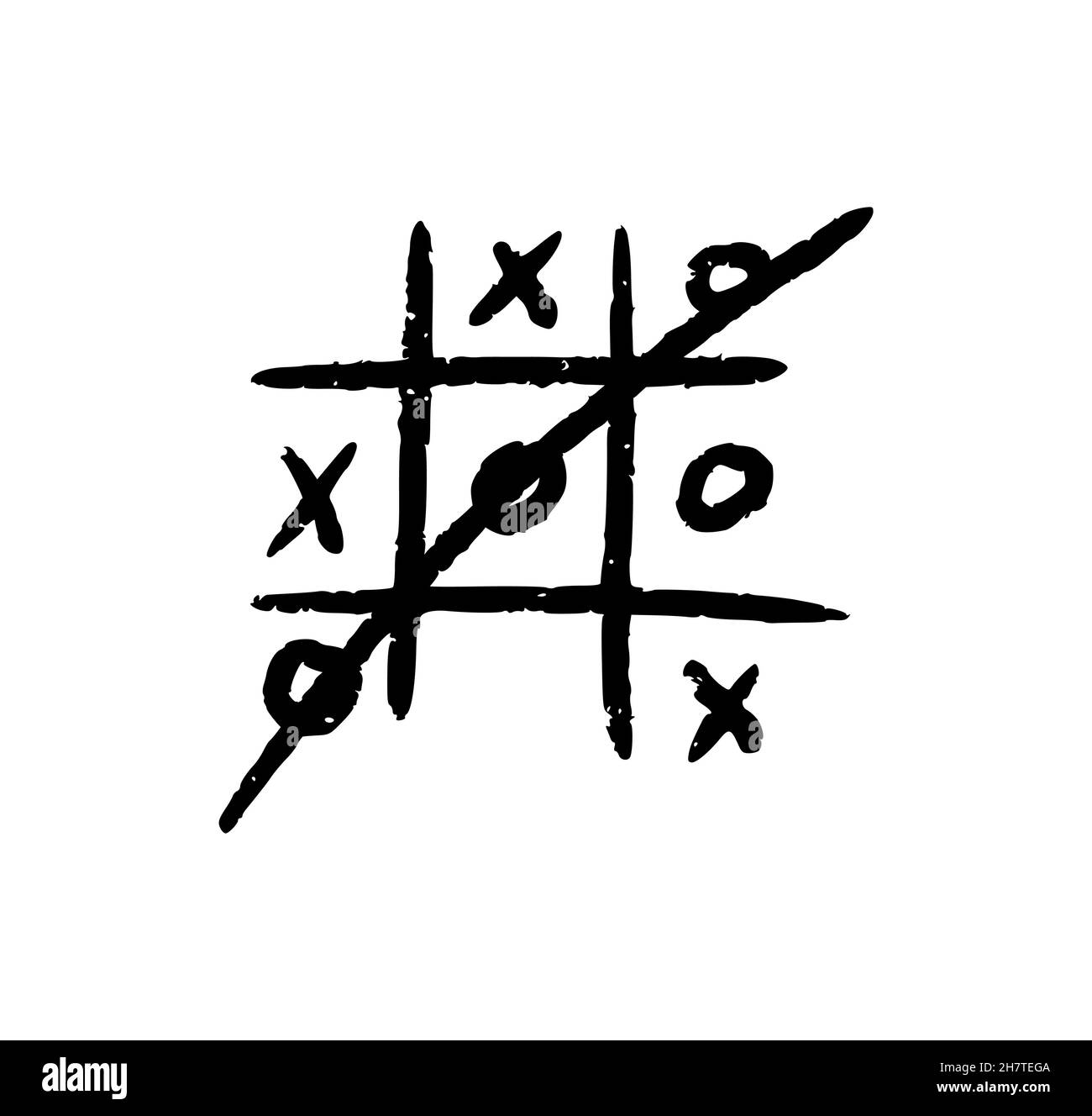 Hand drawn tic tac toe game. X-O children game. Win in tictactoe ...
