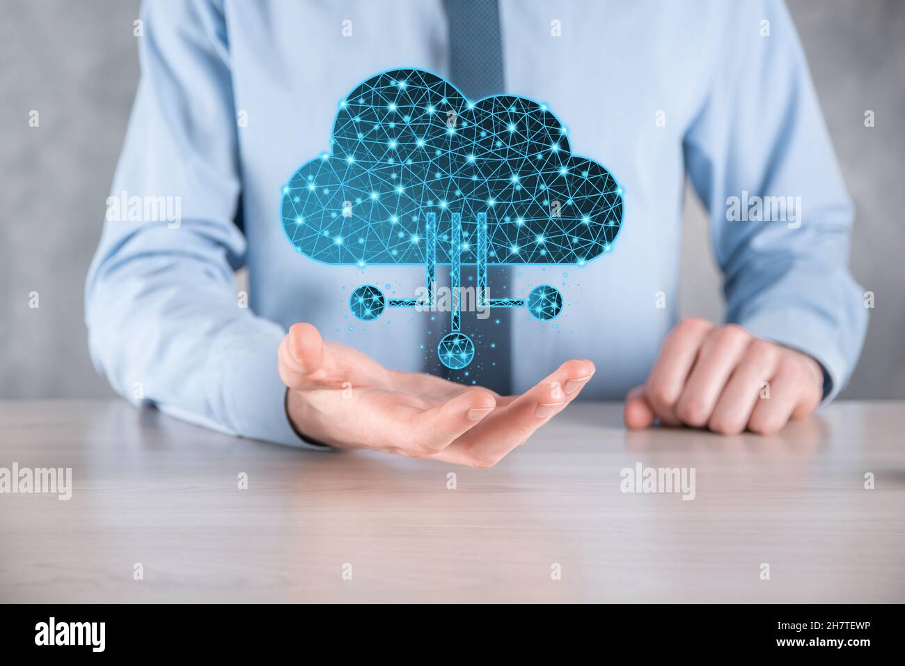 Cloud technology. Polygonal wireframe cloud storage sign with data ...