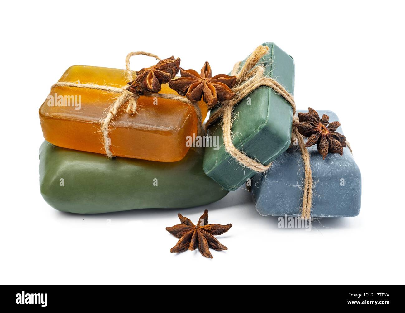 Natural organic soap bars on white background Stock Photo - Alamy