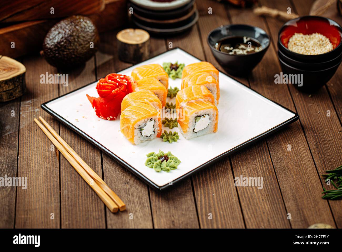 Delicious fresh sushi rolls hi-res stock photography and images - Alamy