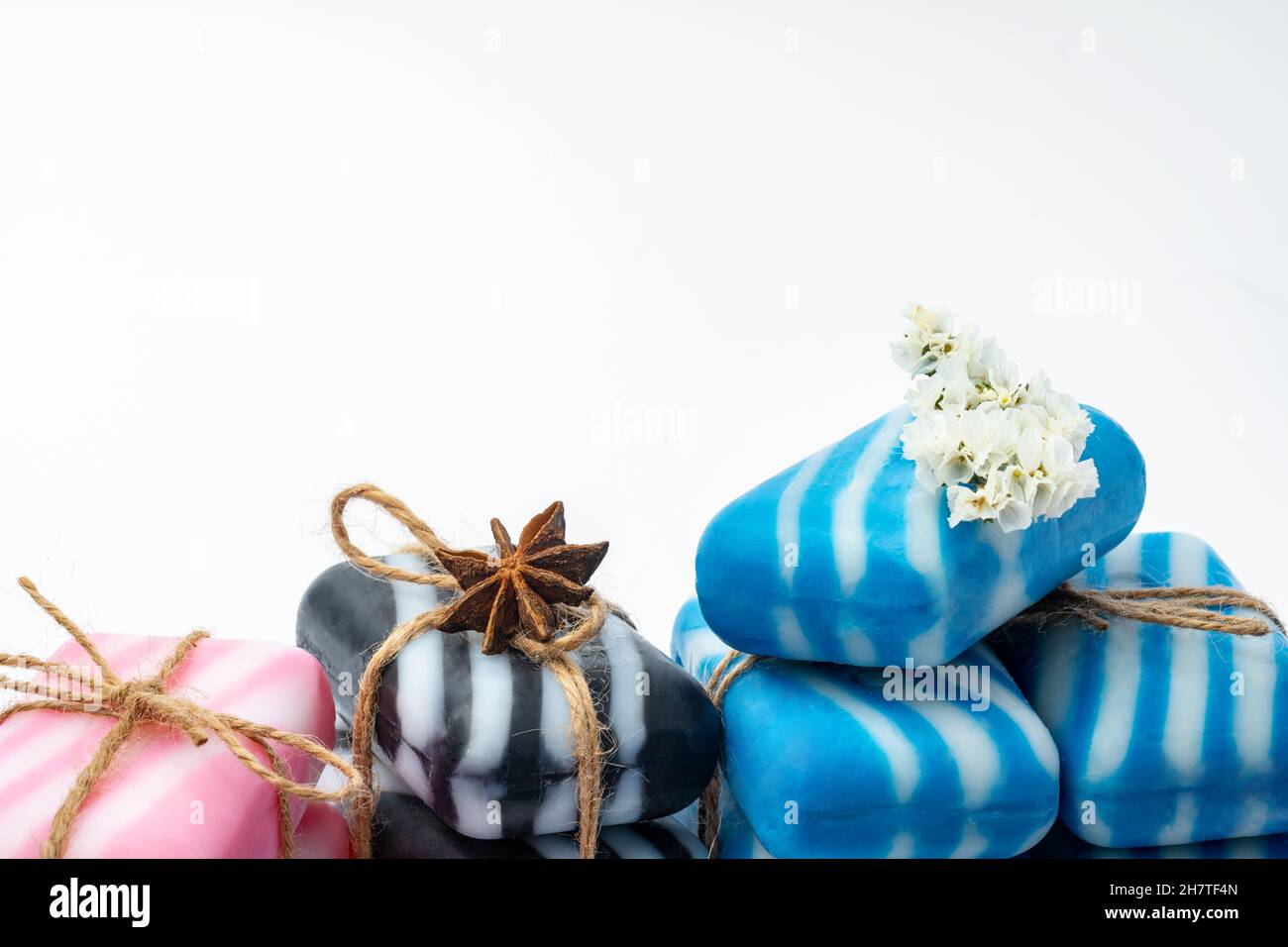 Natural organic soap bars on white background Stock Photo - Alamy