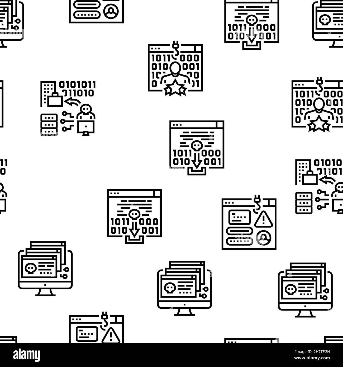 Cyber Crime Internet Business Vector Seamless Pattern Stock Vector ...
