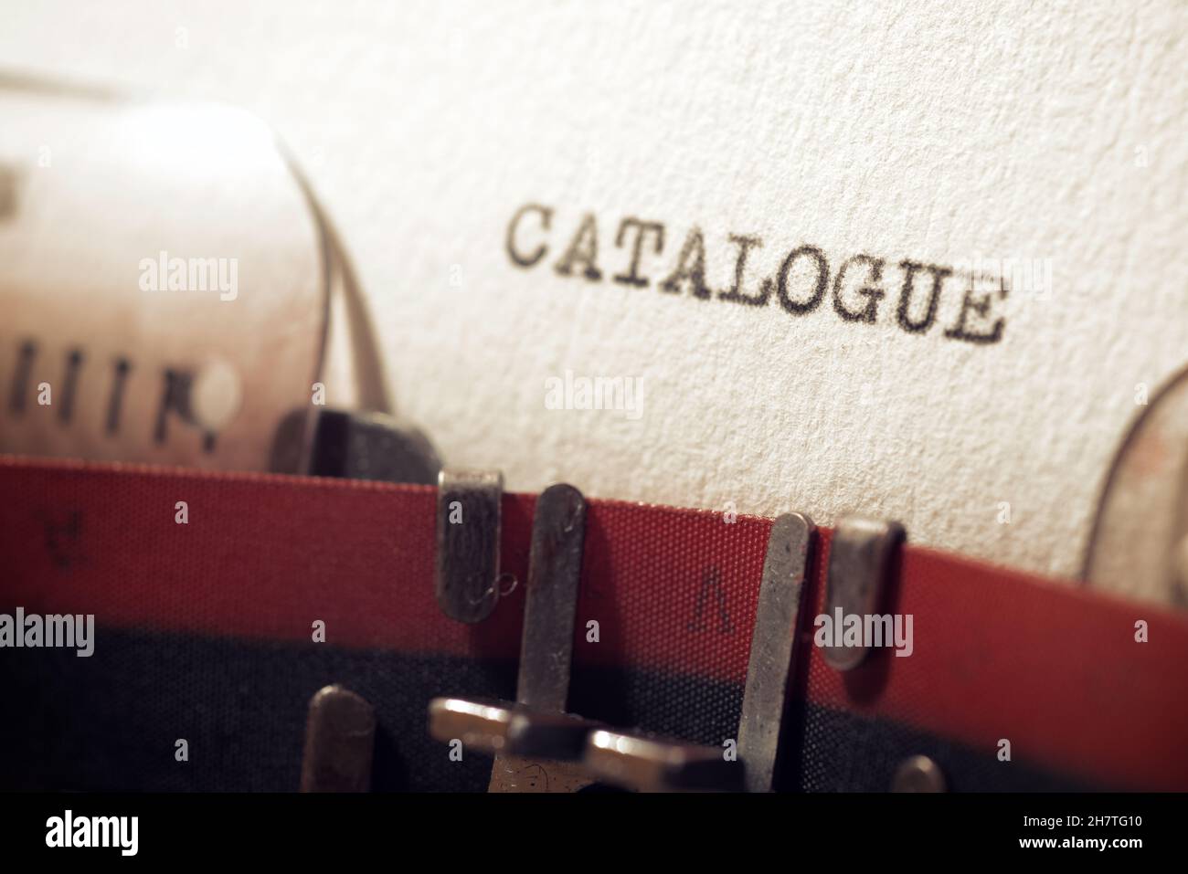 The word catalogue written with a typewriter Stock Photo - Alamy
