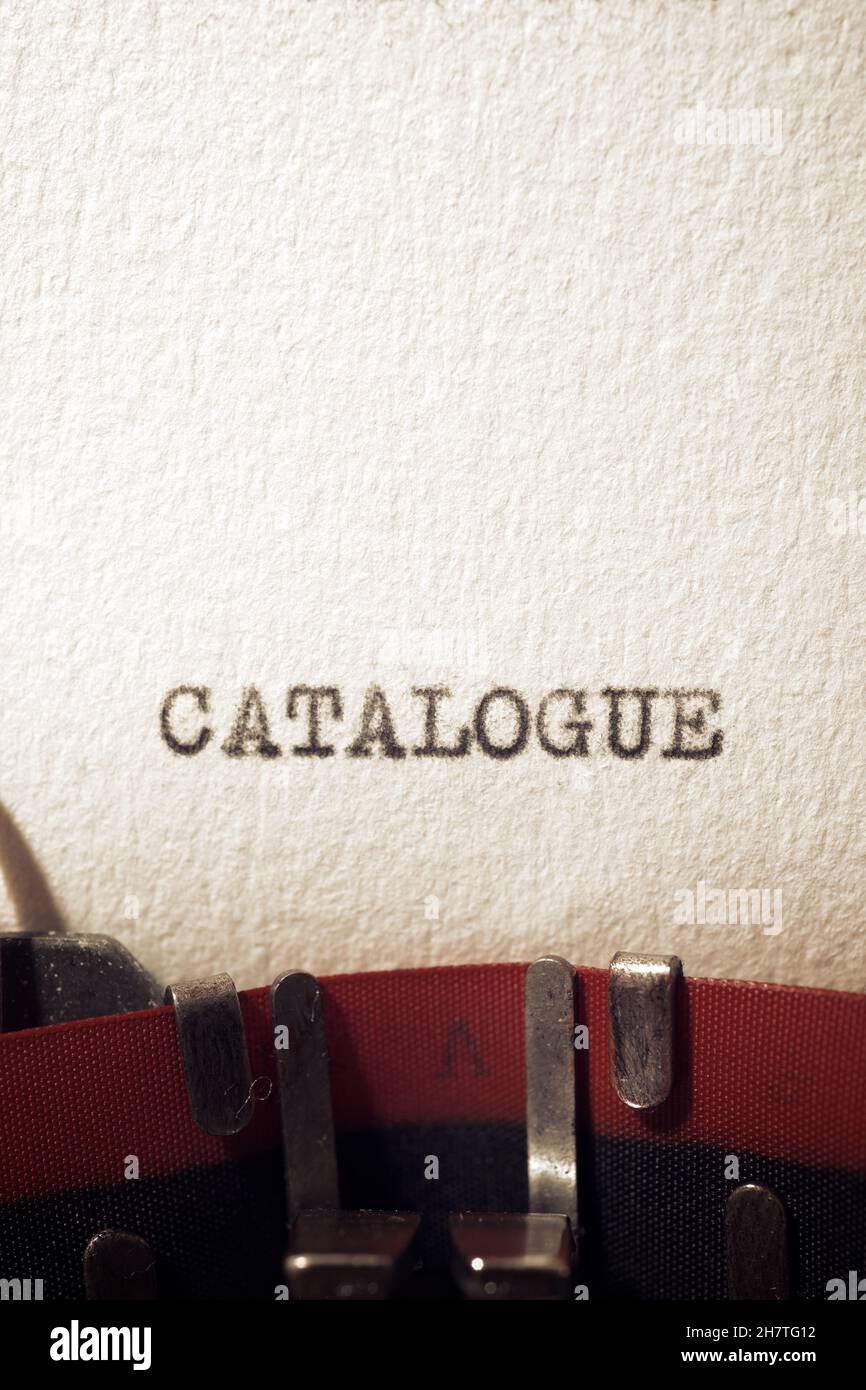 The word catalogue written with a typewriter Stock Photo - Alamy