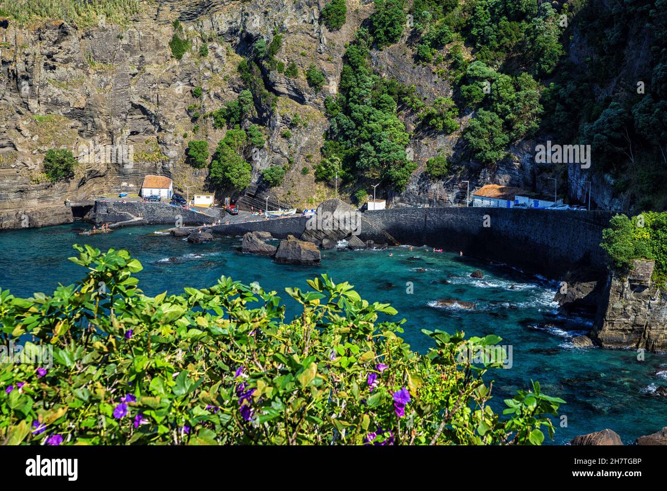 Fishermen's houses in the port of Capelas, Porto das Capelas, São ...