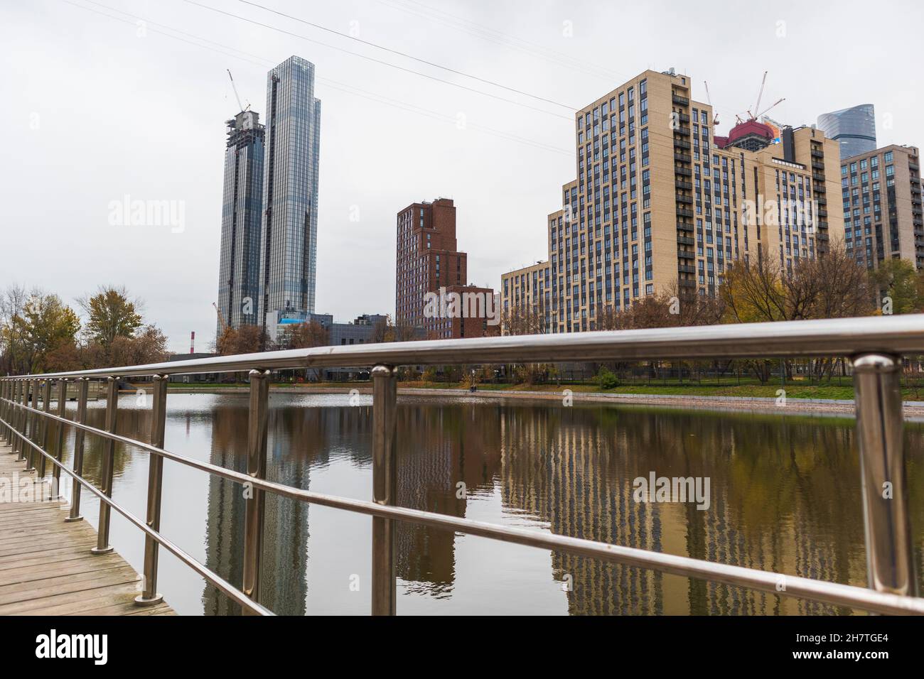 city modern architecture park with a lake urban nature .concept natural ...
