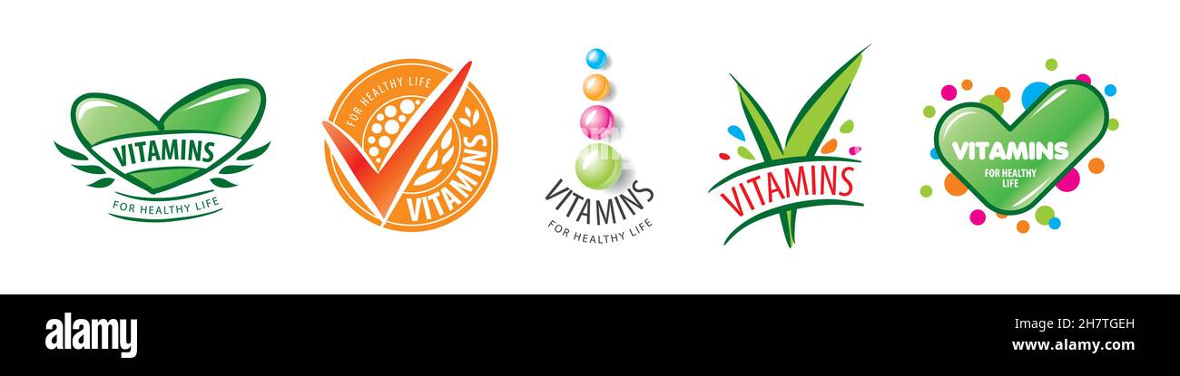 A set of vector logos Vitamins on a white background Stock Vector Image ...