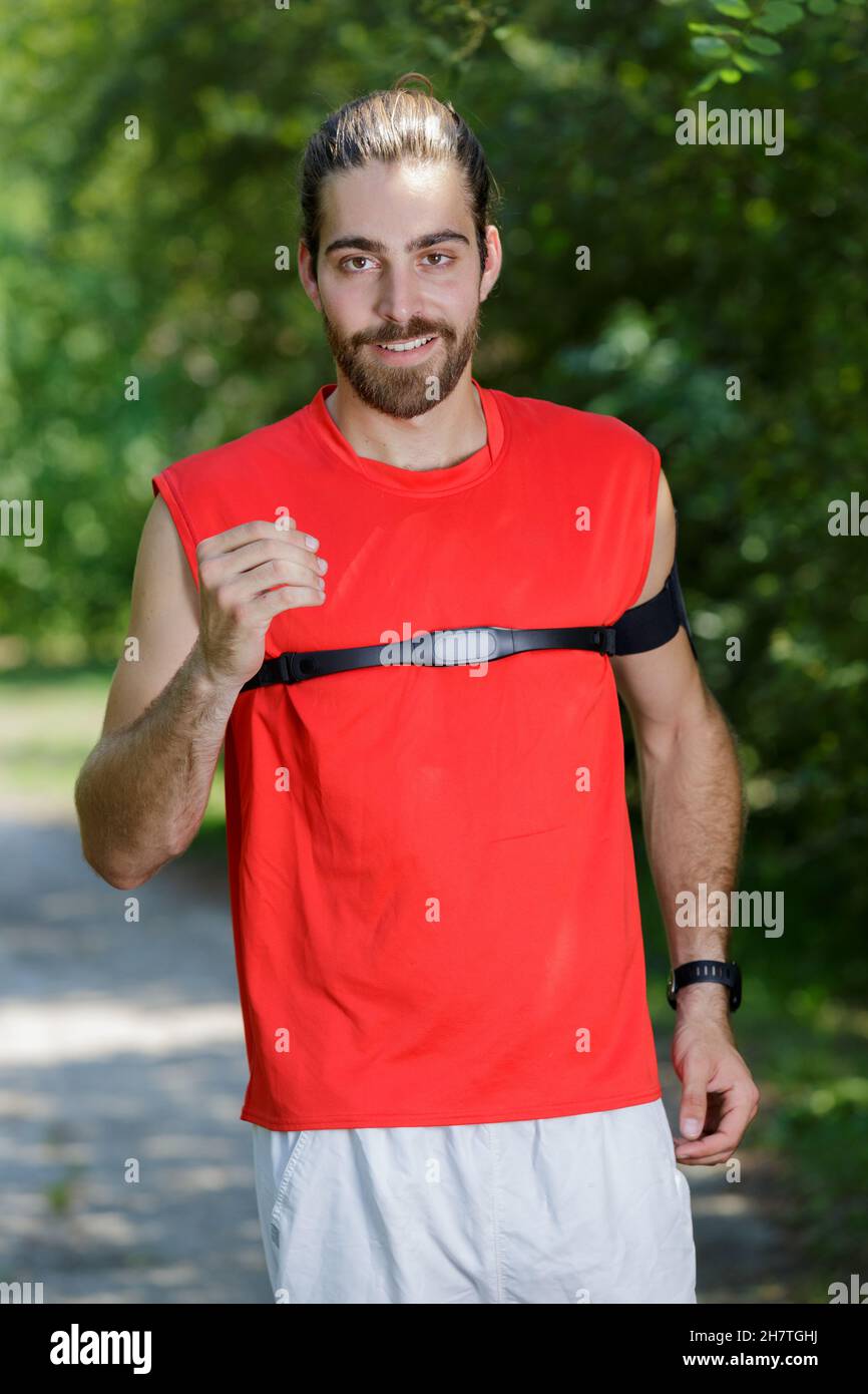 Chest strap heart rate monitor man hi-res stock photography and images ...
